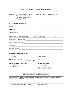 Fillable Online Bond Certification Form Fax Email Print - pdfFiller