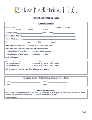 Fillable Online 2015 Updated New Patient Information Packet-Sept.docx ...