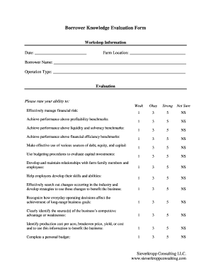 Fillable Online Borrower Knowledge Evaluation Form Fax Email Print ...