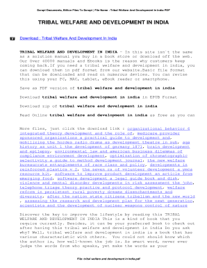 Fillable Online moon scrapmachin Tribal Welfare And Development In India. Tribal Welfare And ...