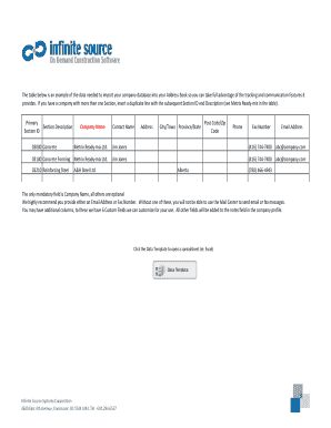 Fillable Online The table below is an example of the data needed to ...