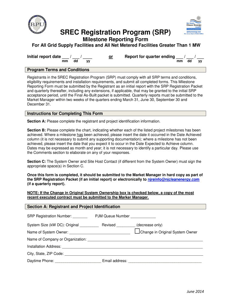 Fillable Online SREC Registration Program (SRP) - New Jersey's Clean ...