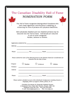 Fillable Online nomination form - Canadian Foundation for Physically ...