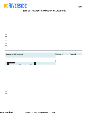 Fillable Online 2016-2017 PARENT CHANGE OF INCOME FORM Fax Email Print ...