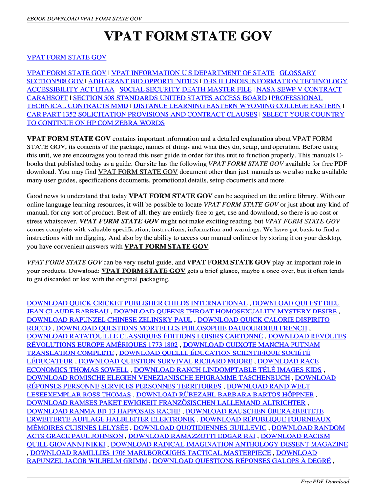 Fillable Online telscape EBOOK DOWNLOAD VPAT FORM STATE GOV 577 Pages. EBOOK DOWNLOAD VPAT FORM ...