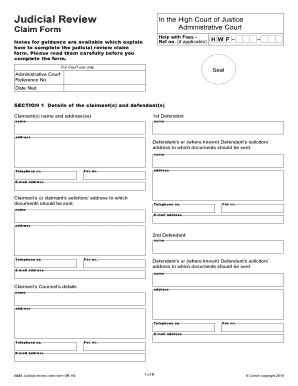 Fillable Online N461 - Judicial Review - Claim form - HMCTS Court and ...