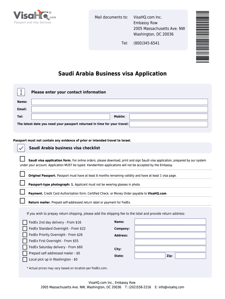 Fillable Online Saudi Arabia Visa Application for Citizens of ...