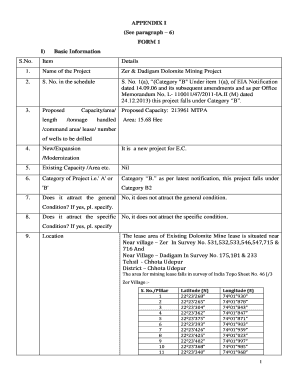 Fillable Online APPENDIX I (See paragraph 6) FORM 1 I) Basic ...