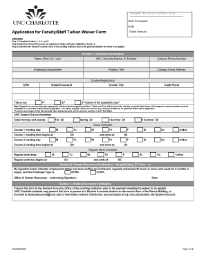 Fillable Online hr uncc Application for Faculty/Staff Tuition Waiver Form Fax Email Print ...
