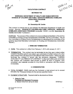 Fillable Online dhhs ne FACILITATION CONTRACT Fax Email Print - pdfFiller