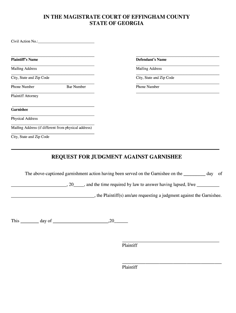 Fillable Online AFFIDAVIT OF CONINUING GARNISHMENT Fax Email Print - pdfFiller