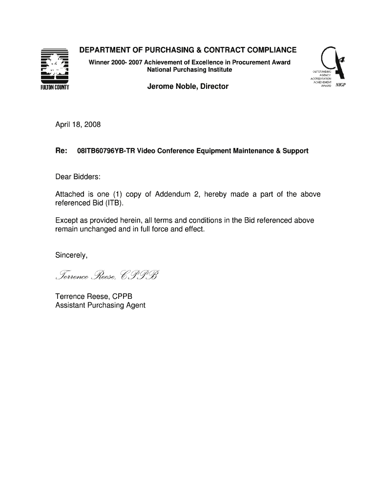 Fillable Online 2 ADDENDUM LETTER 3 .doc Fax Email Print - pdfFiller