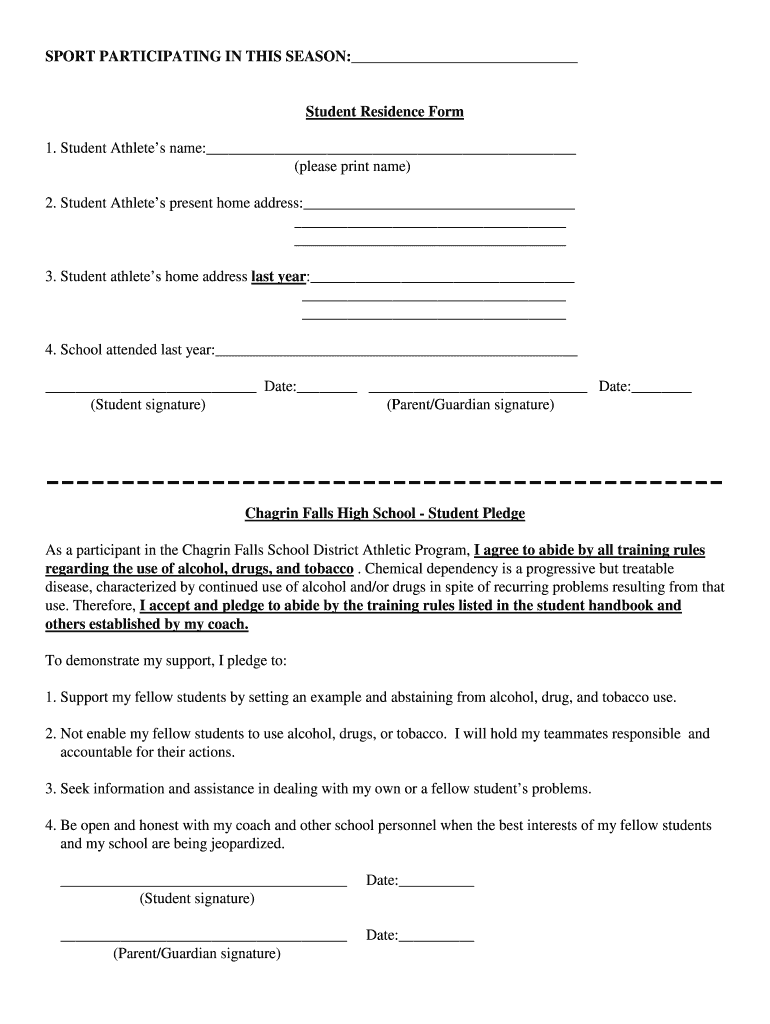 Fillable Online Student Residence Form Fax Email Print - pdfFiller