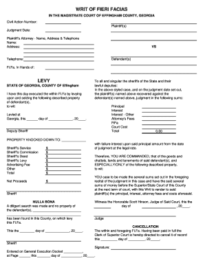 Writ Of Fieri Facias - Fill Online, Printable, Fillable, Blank | pdfFiller