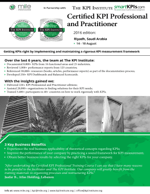 Fillable Online kpiinstitute Certified KPI Professional and ...