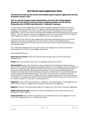 Fillable Online SKY Domain Name Registration Policy Fax Email Print ...