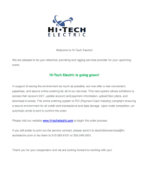 Fillable Online Hi-Tech Electric is going green! Fax Email Print ...