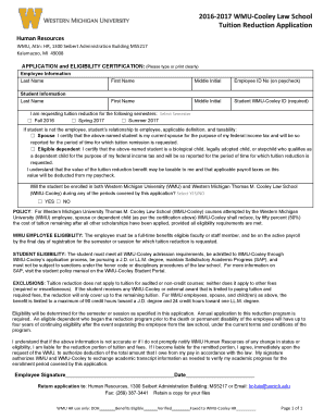 Fillable Online wmich Tuition Reduction Application - wmich Fax Email Print - pdfFiller