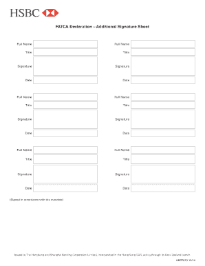 Fillable Online FATCA Declaration Additional Signature Sheet Fax Email ...