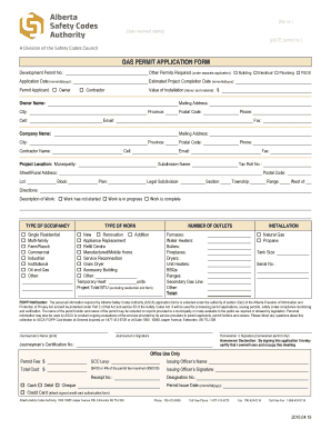 Fillable Online GAS PERMIT APPLICATION FORM - safetycodes.ab.ca Fax ...