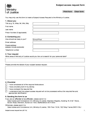 Fillable Online You may only use this form to make a Subject Access ...