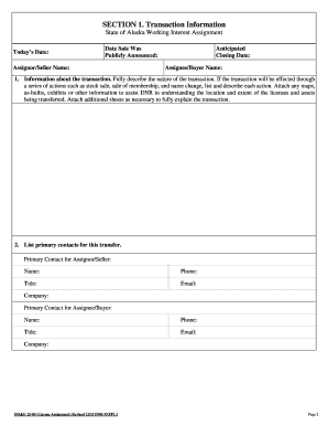 Fillable Online dog dnr alaska Exploration License Working Interest ...