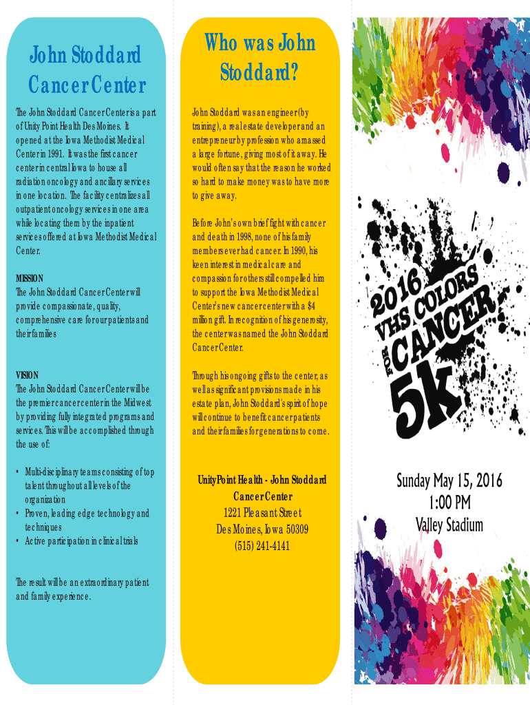 Fillable Online wdmcs John Stoddard Who was John Cancer Center PLACE ...