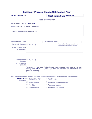 Fillable Online Customer Process Change Notification Form - Digi-Key ...