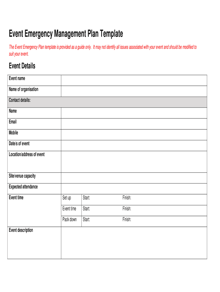 Event Emergency Plan Template Fill And Sign Printable Template Online 