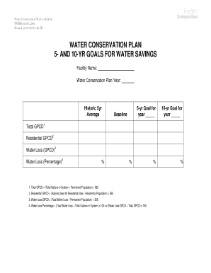 Fillable Online twdb texas WATER CONSERVATION PLAN 5- AND 10-YR GOALS ...