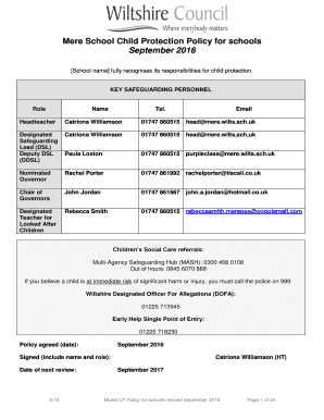 Fillable Online Mere School Child Protection Policy for schools Fax ...