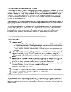 Fillable Online Self-identification for Veteran Status Fax Email Print ...