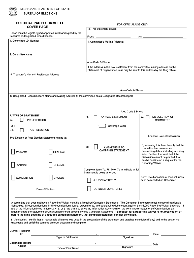 Fillable Online Political Party Forms. Political Party Forms Fax Email ...