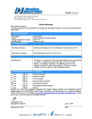 Fillable Online Change Notification Dear Valued Customer - NewAge ...