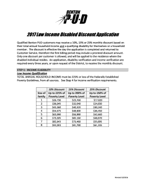 Fillable Online bentonpud 2017 Low Income Disabled Discount Application ...