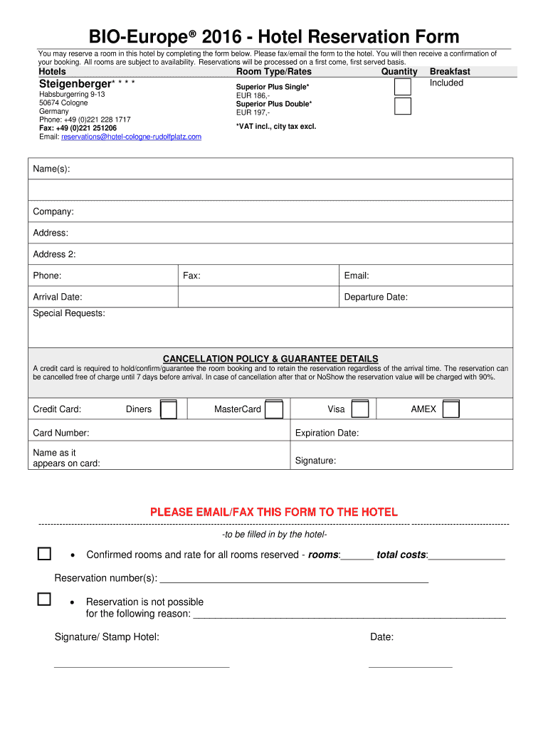 Fillable Online Please fax/email the form to the hotel Fax Email Print ...