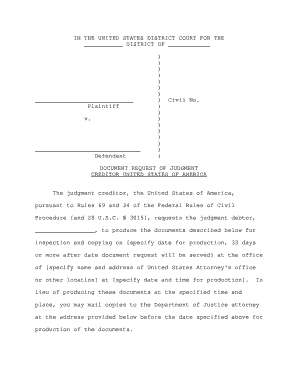 Fillable Online justice Document Request of Judgment Creditor United ...