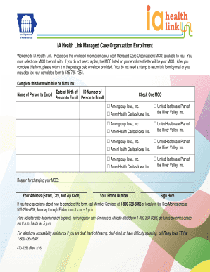 Fillable Online dhs iowa 470-5356 IA Health Link Managed Care ...