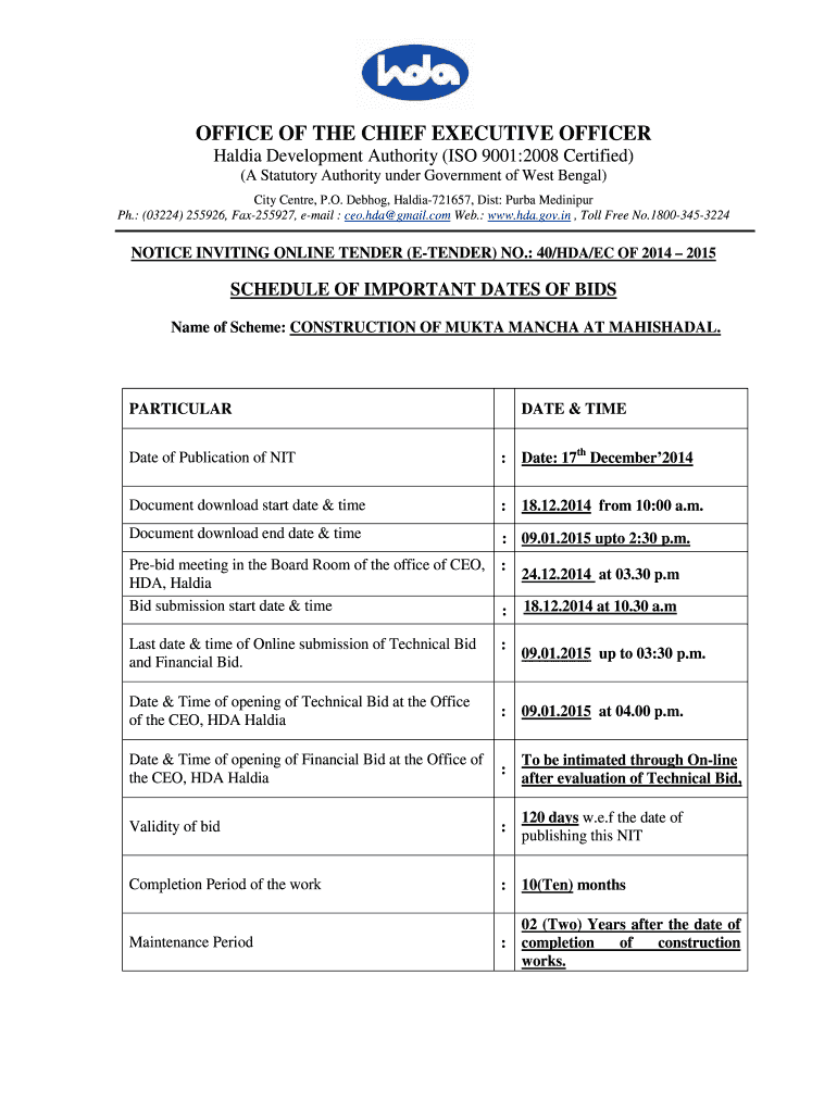 Fillable Online hda gov office of the chief executive officer - HDA ...