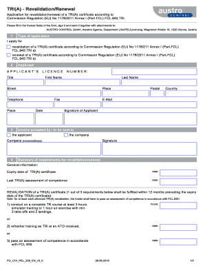 Fillable Online TRI(A) - Revalidation/Renewal. Application for ...