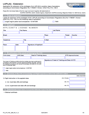 Fillable Online LAPL(A) - Extension. Application for extension of the ...
