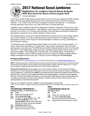 Fillable Online longhorncouncil 2017 National Scout Jamboree - Longhorn Council Fax Email Print ...