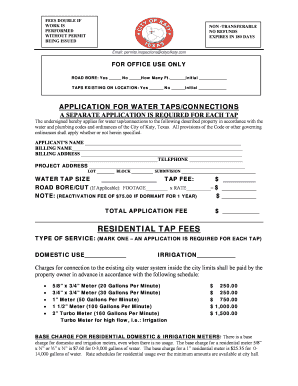 Fillable Online Water Tap Permit Application - City of Katy Fax Email ...