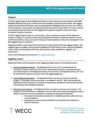 Fillable Online WECC Self-Logging Program & Criteria Fax Email Print - pdfFiller