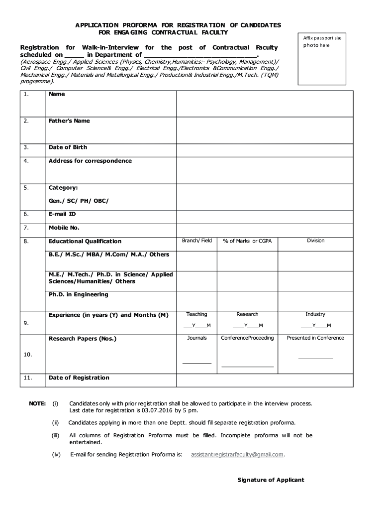 Fillable Online pec ac APPLICATION PROFORMA FOR REGISTRATION OF - pec ...