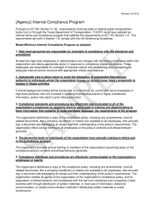 Fillable Online ftp dot state tx Agency Internal Compliance Program ...