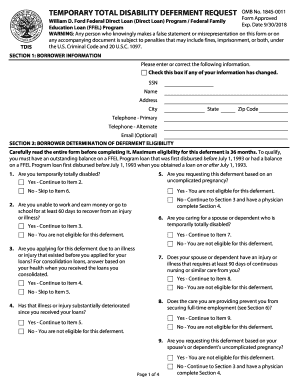 Fillable Online studentloan Temporary Total Disability Deferment ...