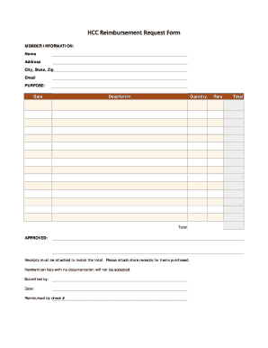 Fillable Online houstoncakeclub HCC Reimbursement Request Form.xlsx Fax ...