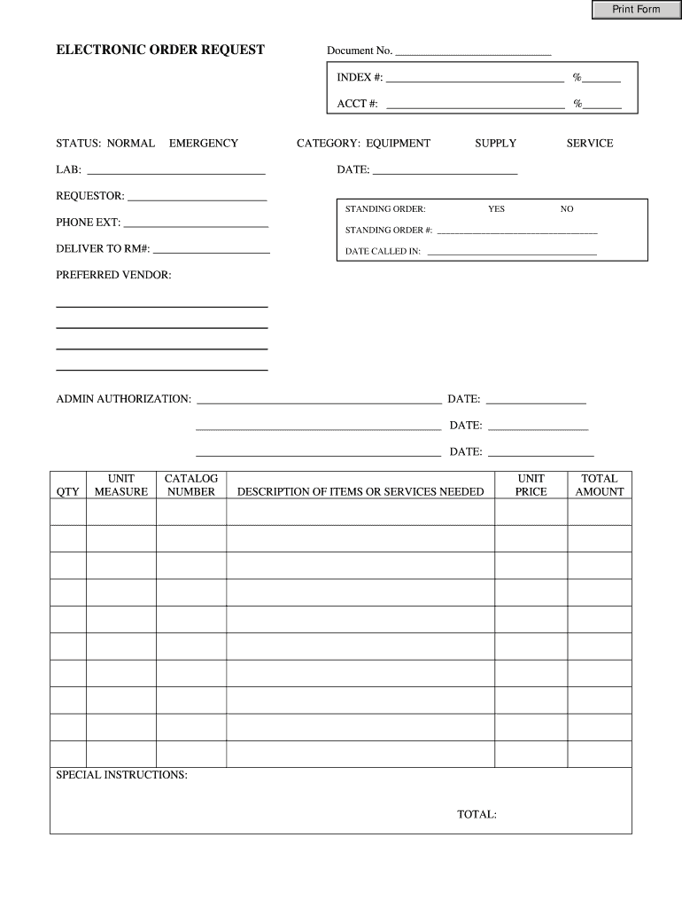 Fillable Online shp rutgers ELECTRONIC ORDER REQUEST Fax Email Print ...