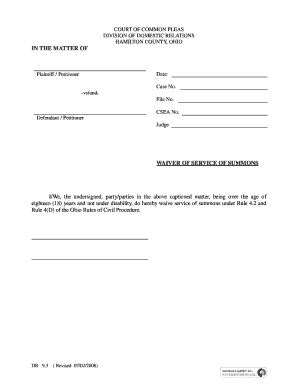Fillable Online 9-3 Waiver of Service of Summons.doc Fax Email Print ...